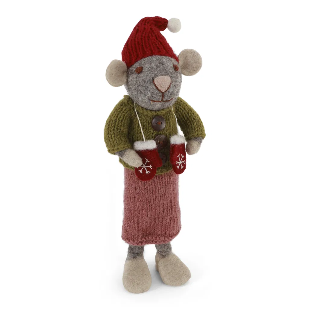 Gry & Sif Weihnachtsmaus „graue Maus / Junge mit Handschuhen“ 27cm ...